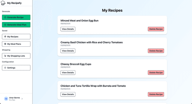 MyRecipefy | Personalized recipes and meal plans in seconds