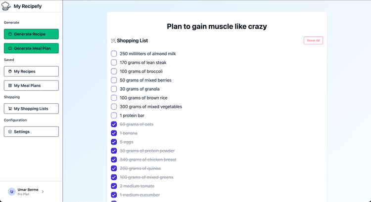 MyRecipefy | Personalized recipes and meal plans in seconds